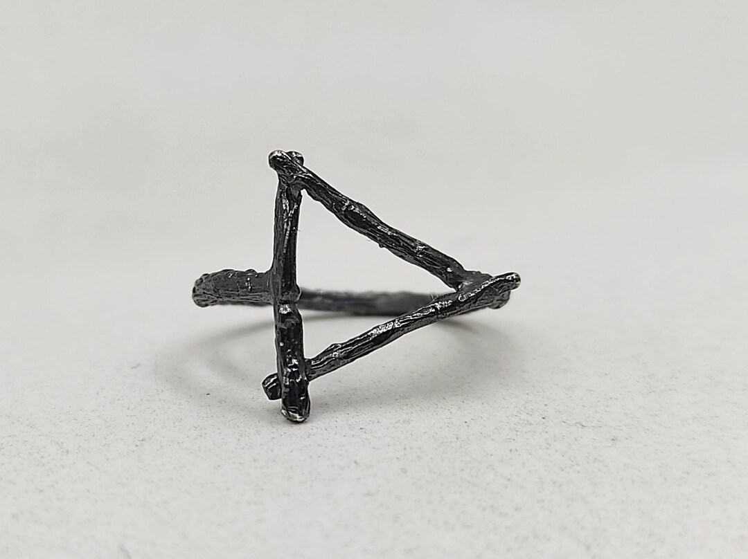 Oxidized Sterling Silver Triangular Ring Handmade Branch Design ...