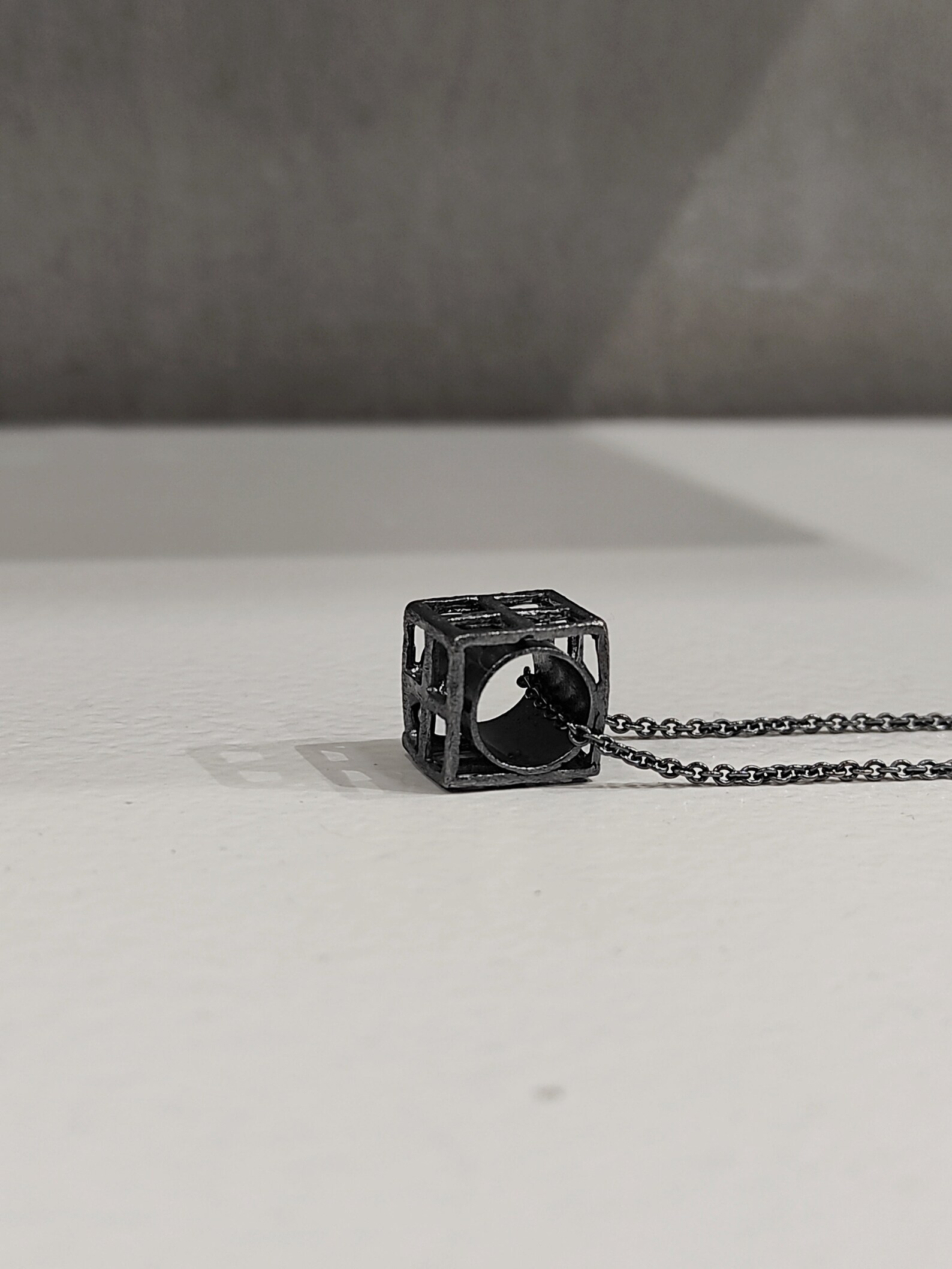 Cube Pendant Necklace Oxidized Silver Pendant Necklace Perforated Cube ...