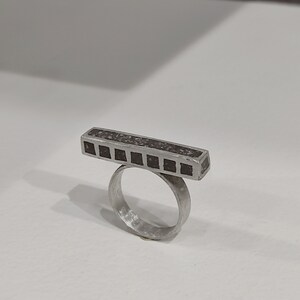 Bar Concrete Silver Ring Geometric Statement Silver Ring Horizontal Bar ...