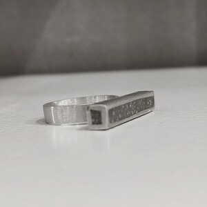 Bar Concrete Silver Ring Geometric Statement Silver Ring Horizontal Bar ...