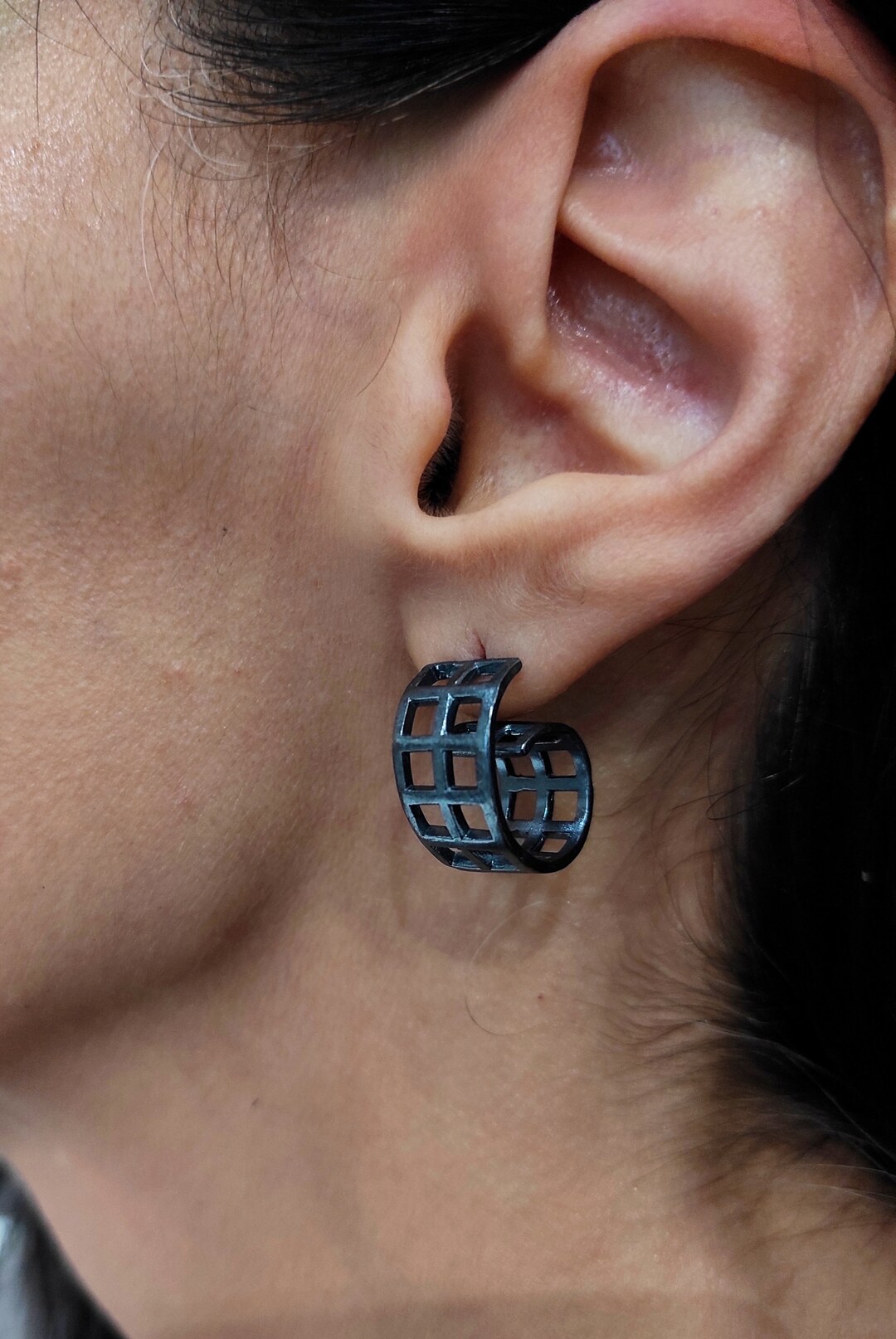 Stud Hoop Earrings Rotating Open Hoop Earrings Perforated Hoop Earrings ...
