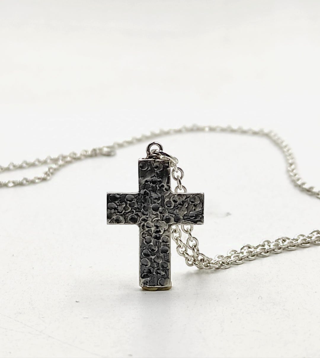 Silver Cross Pendant Necklace Rustic Silver Cross Oxidized Matte Silver ...