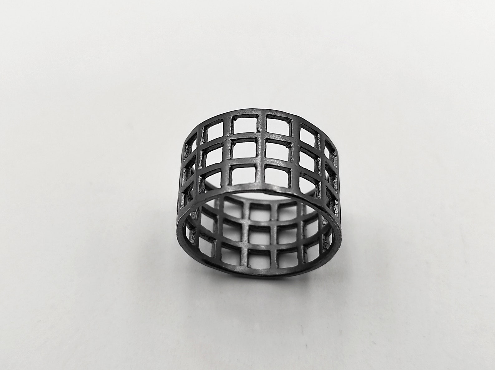 Perforated Wide Band Ring Oxidized Silver Band Ring 13 Mm Wide Band ...