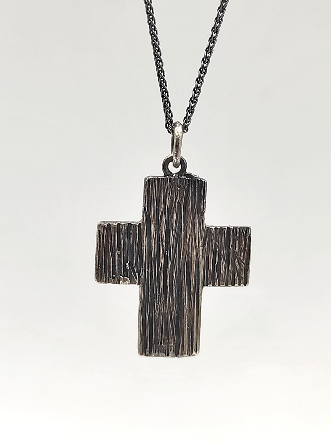 Engraved Light Silver Cross Oxidized Sterling Silver Matte Cross ...