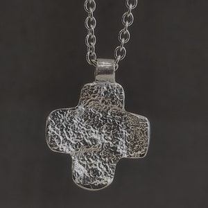 Sterling Silver Cross Pendant With Square Textured Design Artisan ...