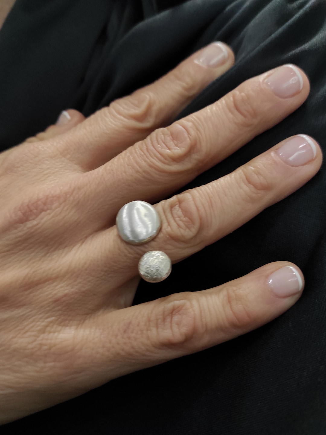 Double Open Silver Ring Asymmetrical Double Silver Ring Irregular ...