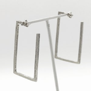 Rectangle Hoop Earrings Silver,stud Long Hoop Earrings,geometric Hoops ...