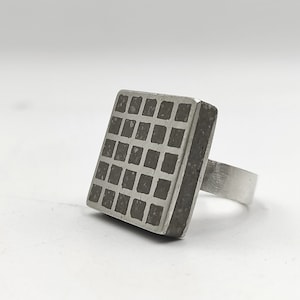 Geometric Concrete Ring Sterling Silver Mesh, Modernist Jewelry. - Etsy