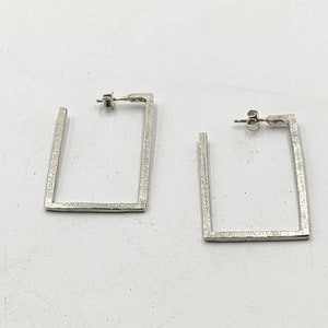 Rectangle Hoop Earrings Silver,stud Long Hoop Earrings,geometric Hoops ...