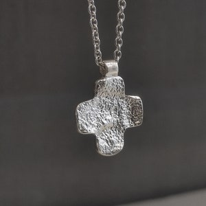 Sterling Silver Cross Pendant With Square Textured Design Artisan ...