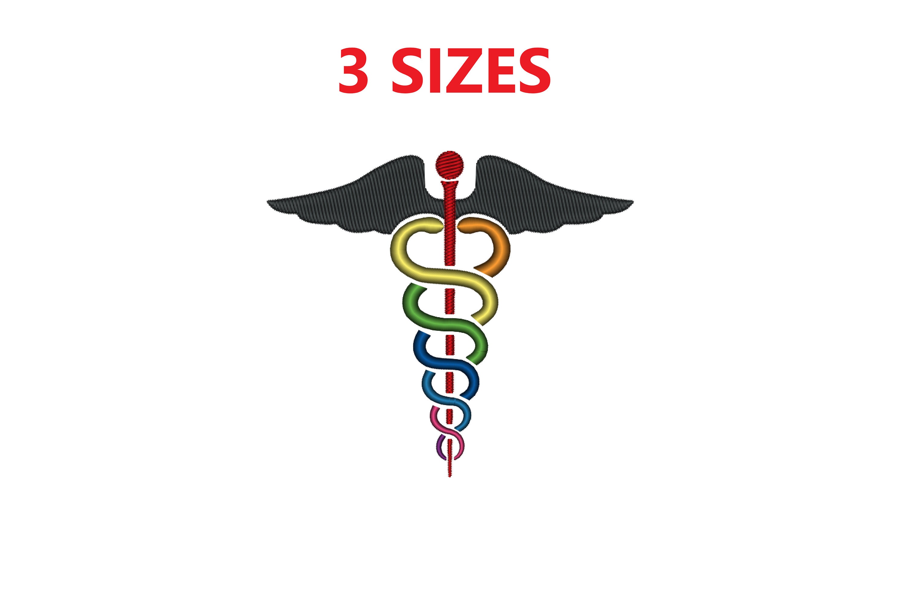 Rainbow Nurse Caduceus Embroidery Design File (DST, PES, JEF) - Etsy