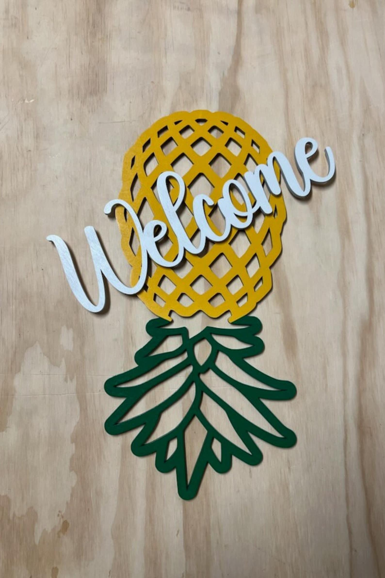 Wooden Upside Down Pineapple Welcome Door Sign Wood Decor - Etsy