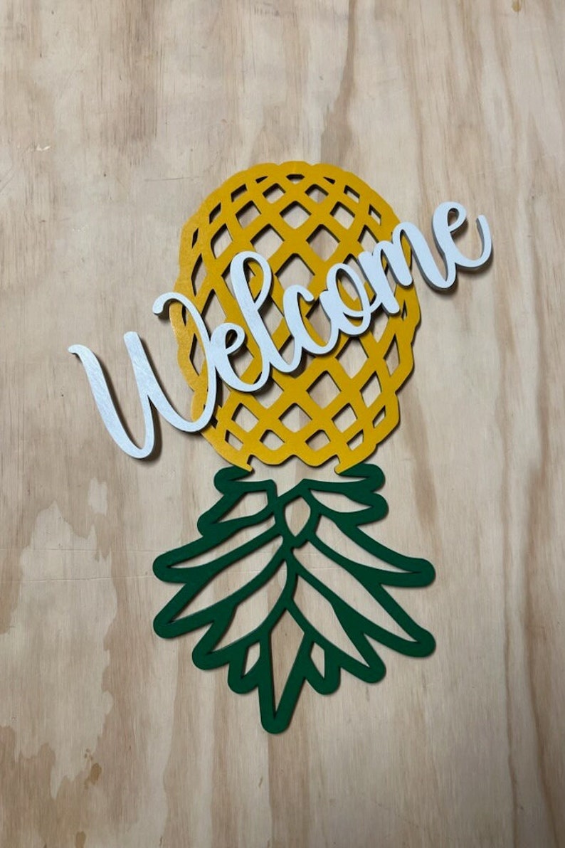 Wooden Upside Down Pineapple Welcome Door Sign Wood Decor - Etsy