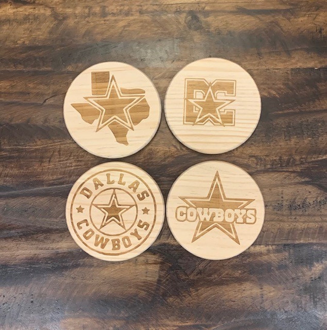 Set of 4 Laser Engraved Coasters, 4 Round, NFL, Dallas Cowboys - Etsy