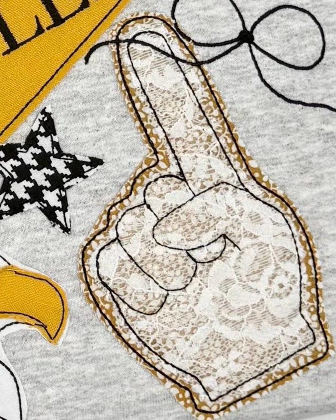 Foam Finger Mascot Patch Double Applique for Machine Embroidery - Etsy