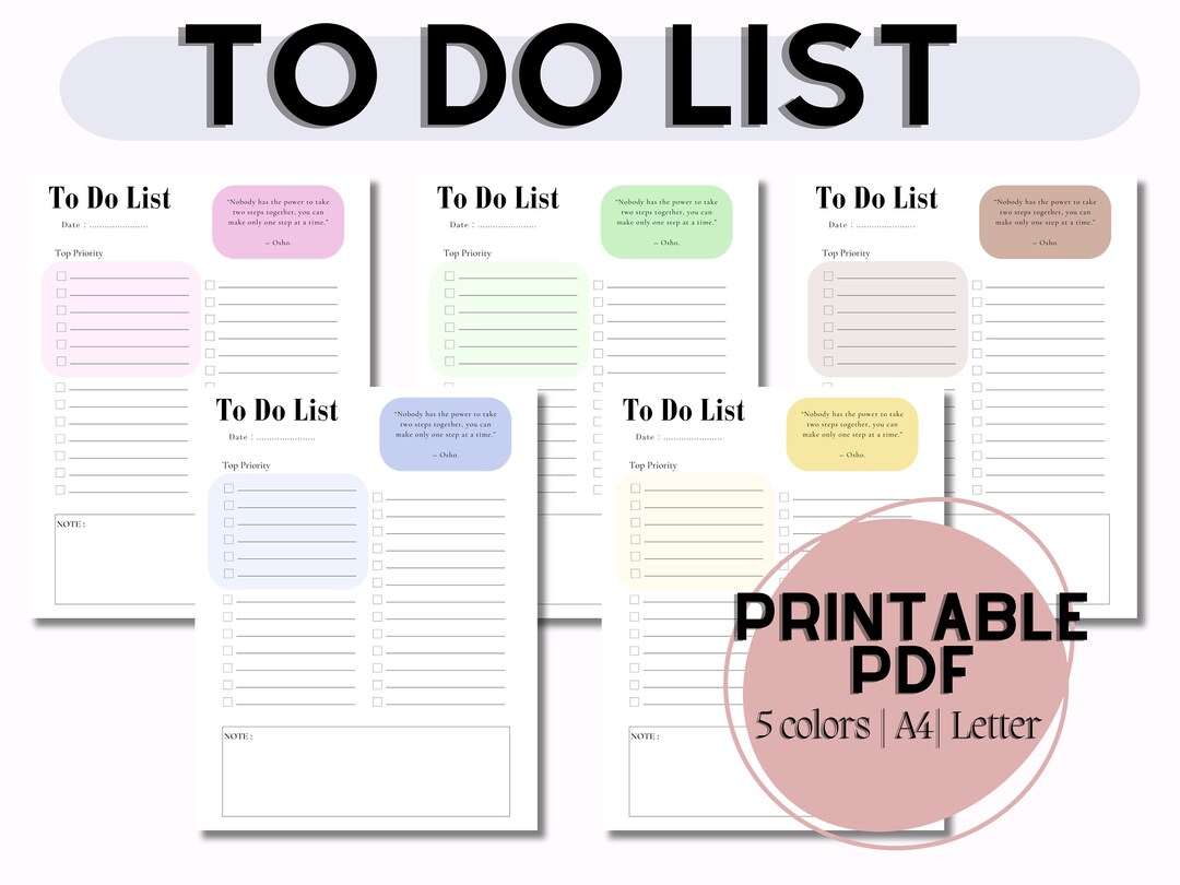 To Do List Printable and Editable PDF- Digital Download - Etsy