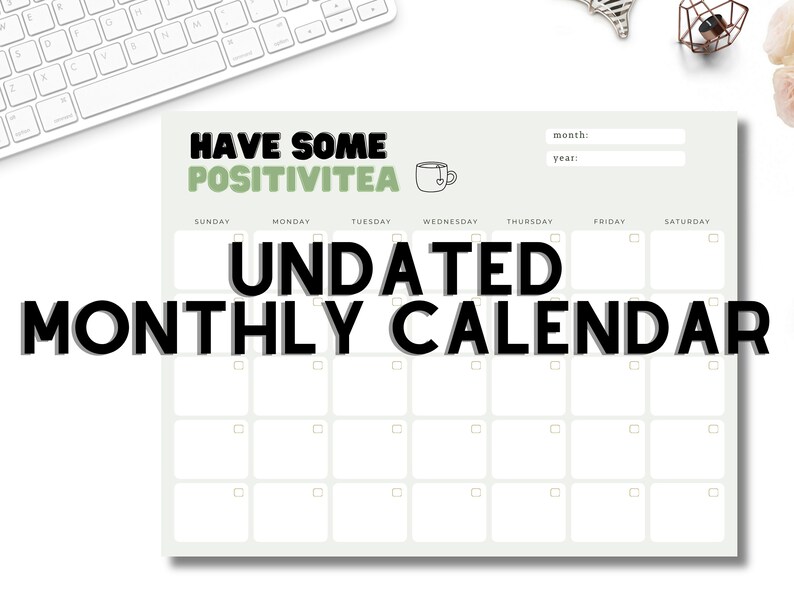 Positive Monthly Calendar- Printable Calendar - Etsy