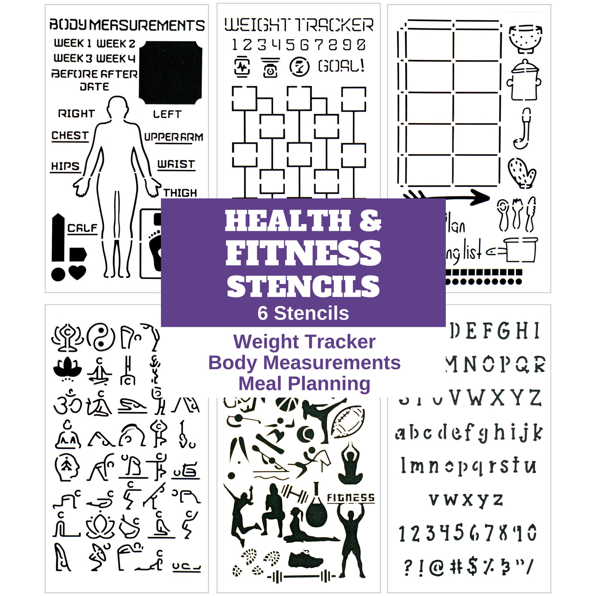 Health and Fitness Stickers & Stencils Set x20 Sticker - Etsy