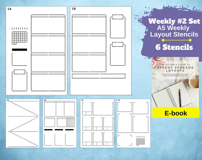 Speedy Spreads Journal Stencils (weekly 2 Layouts) - X6 Stencils for A5 ...