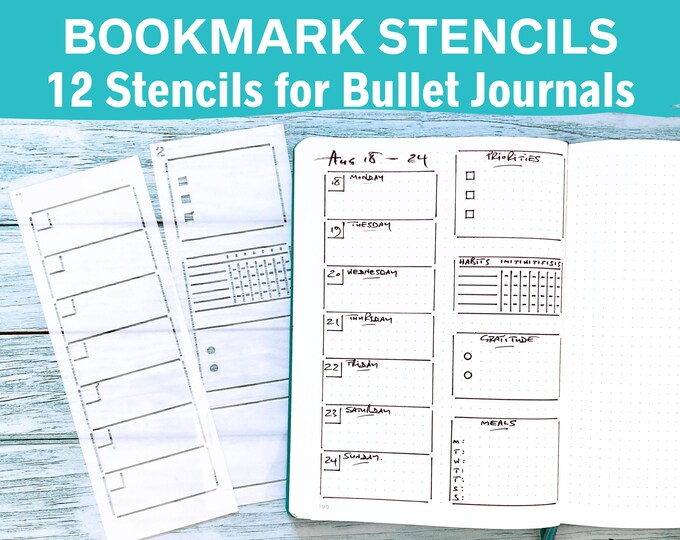 Bookmark Planner Stencils X12 Journal Stencils With Templates for Habit ...