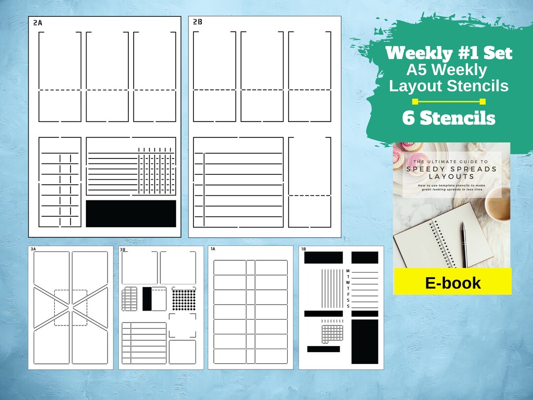Month Stencils Speedy Spreads Journal Stencils - A5 Bullet Journal ...