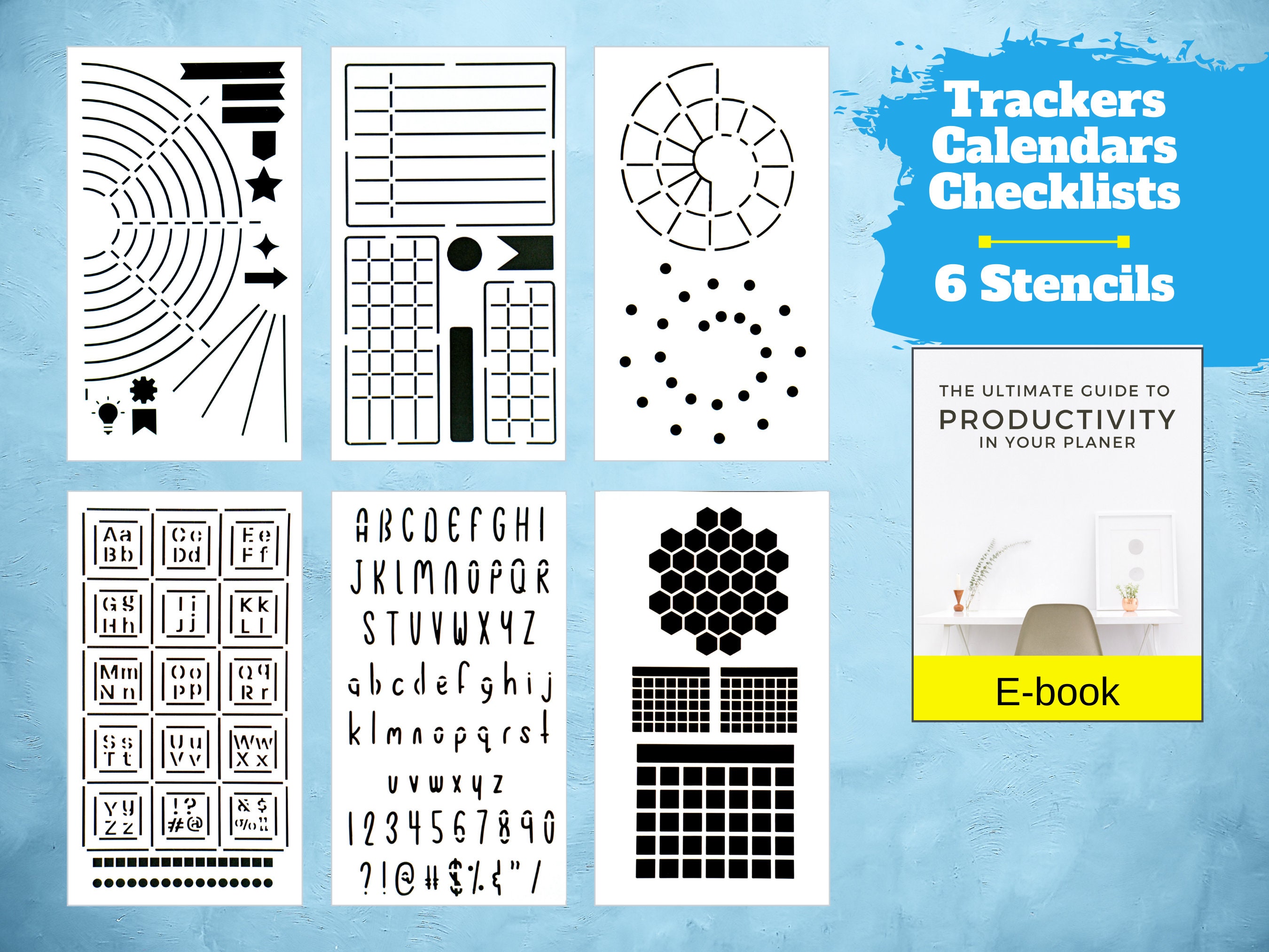 Ultimate Productivity Stencil Set - X6 Custom Stencils for Dot Grid ...