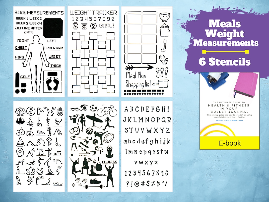 Health & Fitness Journal Stencil Set - Custom-designed Journal Stencils ...