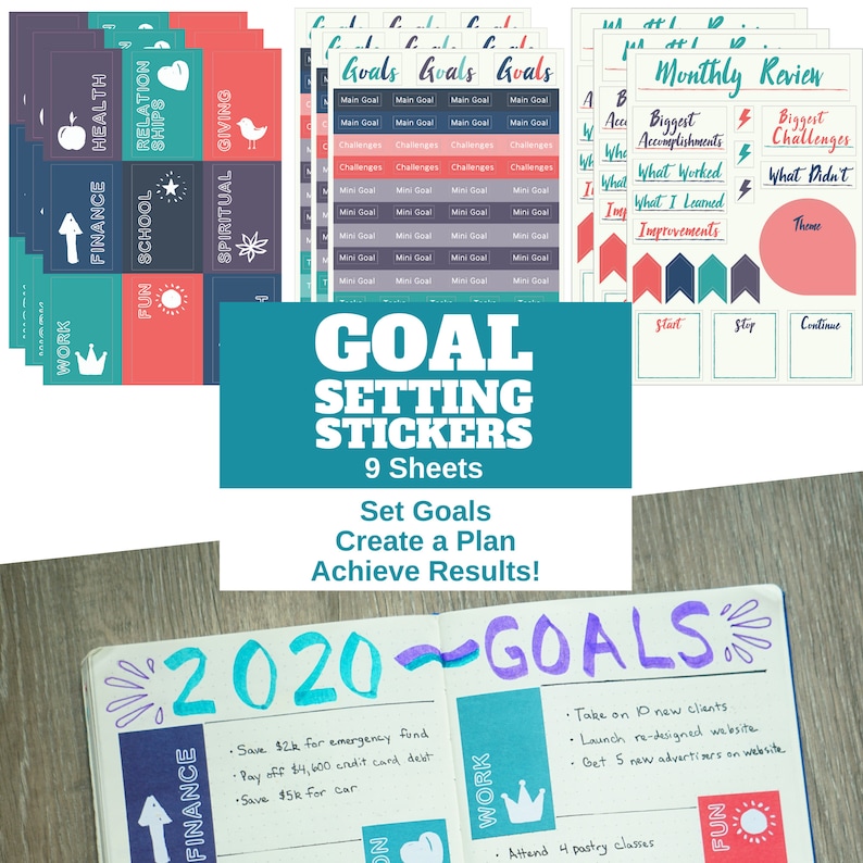 Goal Setting Planner Sticker Set 9 Sheets Goal Setting | Etsy