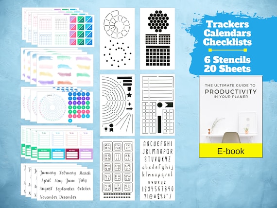 Ultimate Productivity Stickers & Stencils Set x20 Sticker | Etsy