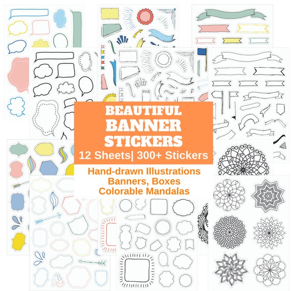 Beautiful Banner Design Planner Stickers Set 12 Sheets | Etsy