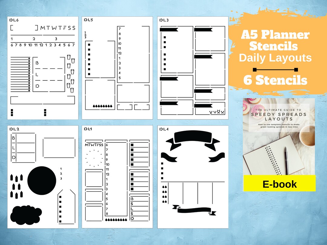 Speedy Spreads Journal Stencils (daily Layouts) - X7 Day Planner ...
