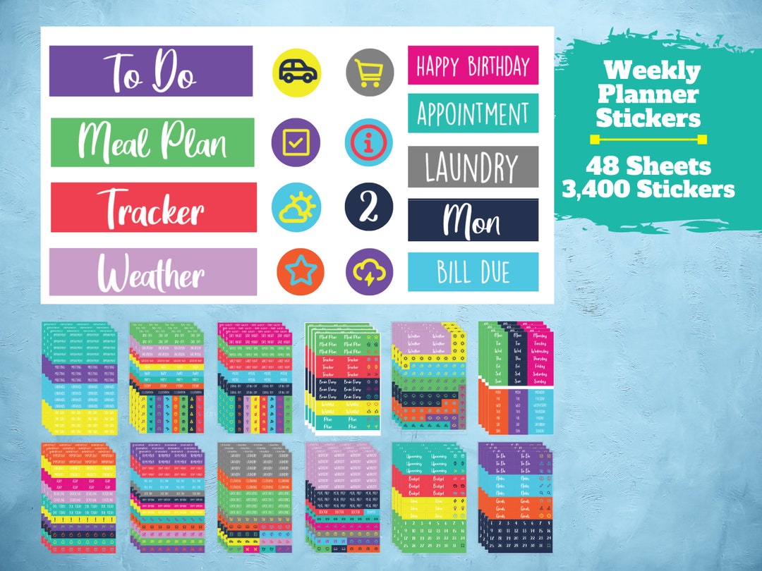 Practical Planner Stickers - Huge Value Pack 48 Sheets, 6 Months of ...