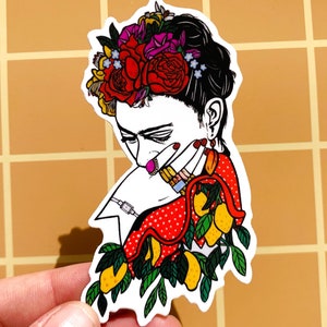 Frida Kahlo Sticker Artist Gift Unique Mexican Art Skateboard MacBook ...