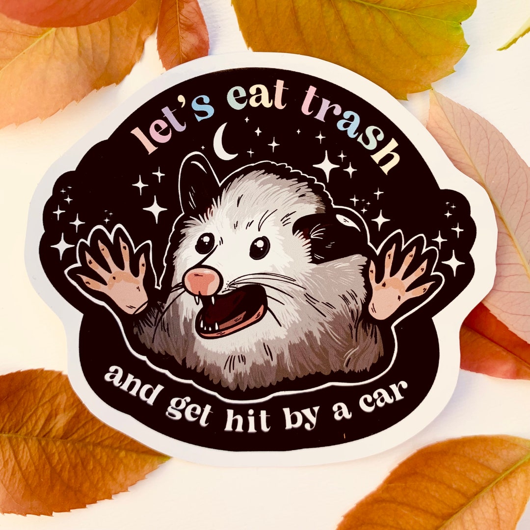 Unhinged Possum Sticker Ironic Funny Mental Health Trash Can Laptop ...