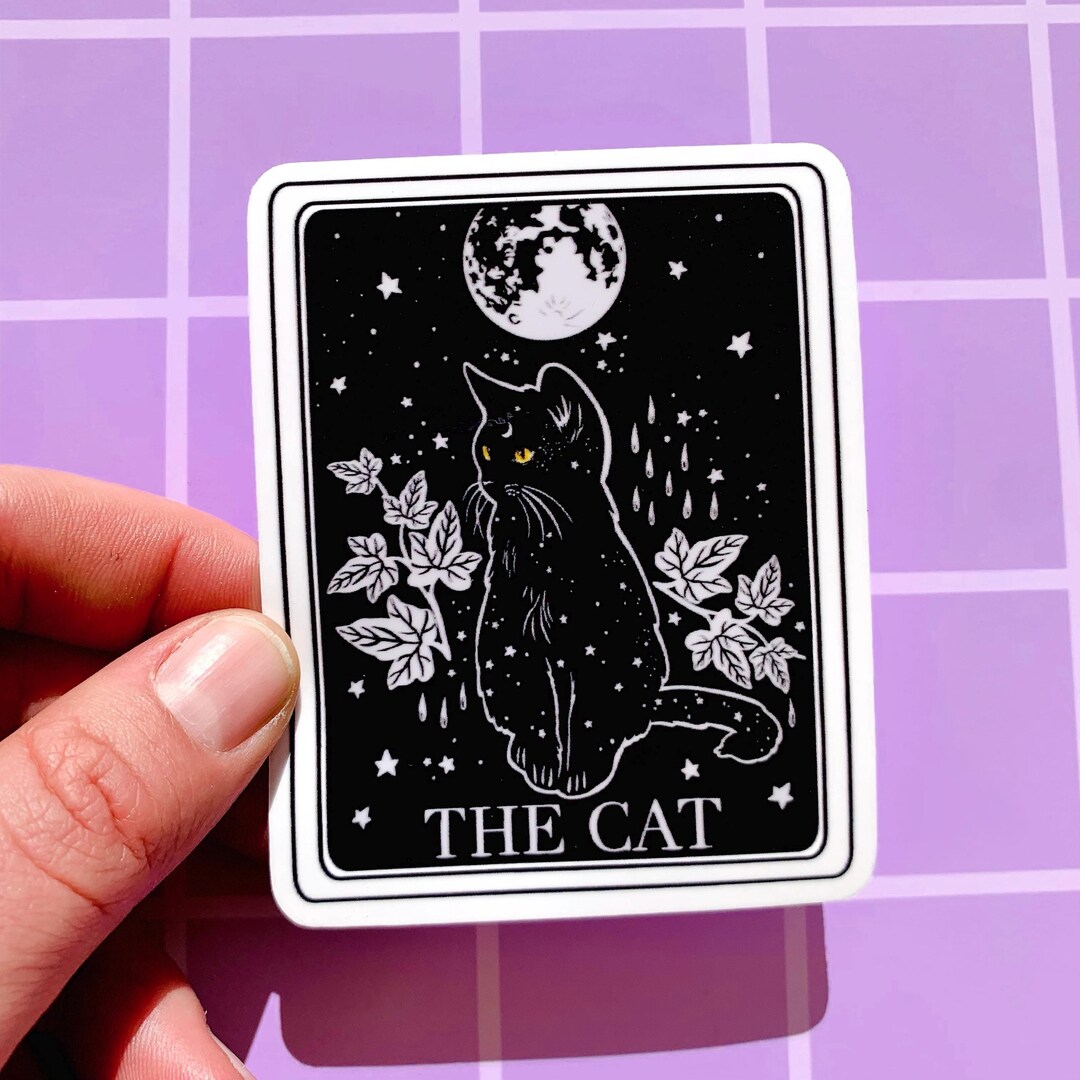 Black Cat Sticker Tarot Decal Celestial Moon Sticker Cat Themed Gift ...