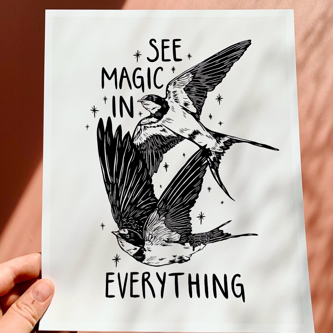 Bird Art Swallow Print Dopamine Decor Self Affirmation Art Themed Gift ...