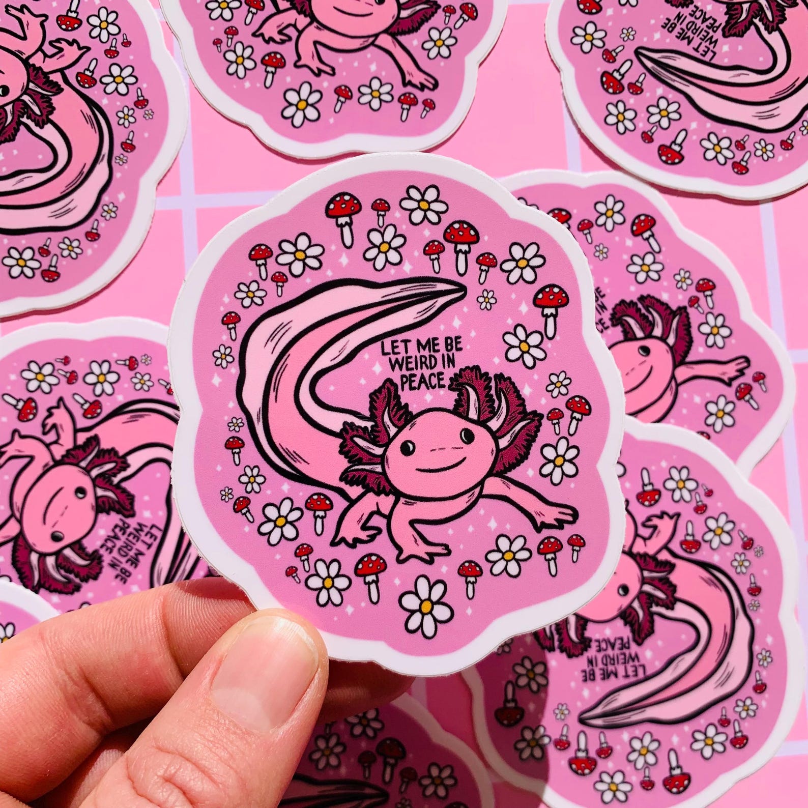 Axolotl Sticker Funny Unhinged Decal Mushroom Cute Girly Gift Kindle ...