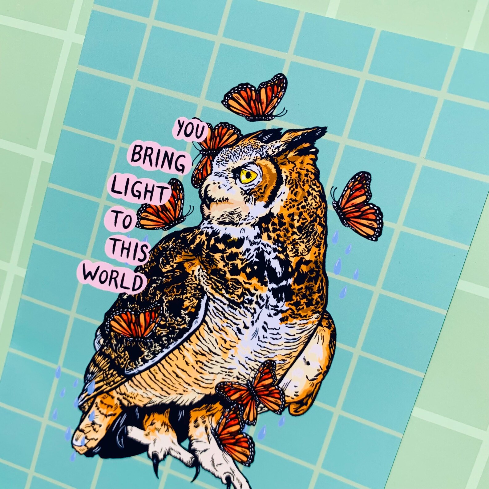 Owl Art Bird Print Dopamine Decor Self Affirmation Art Print Themed ...