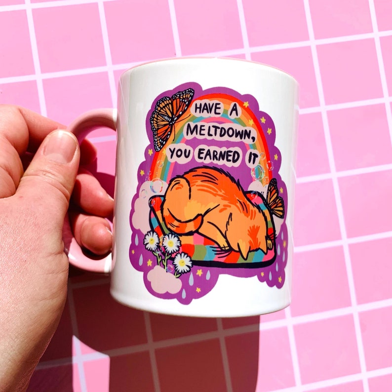 Funny Cat Mug Cat Themed Gift Unhinged Mental Health Mug Cute Gift for ...