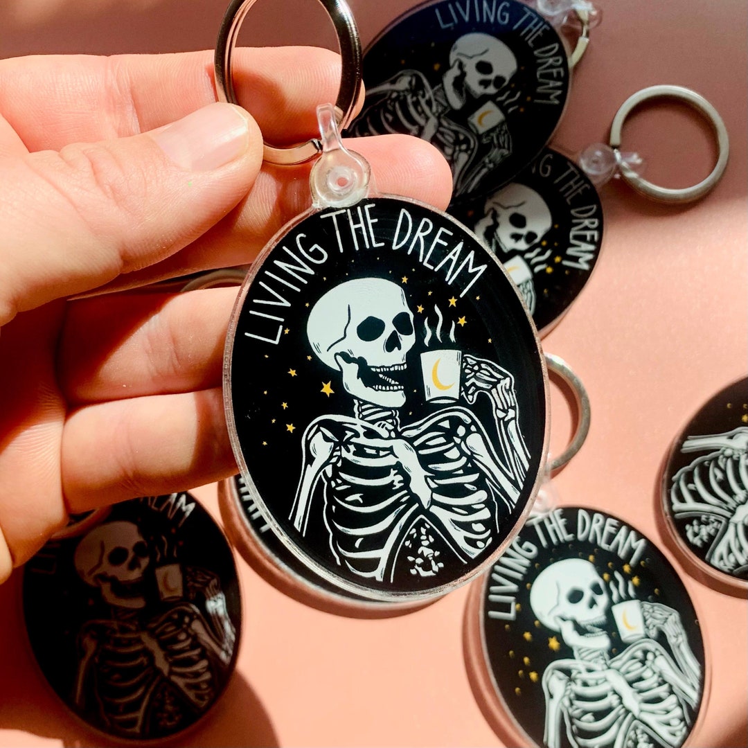 Skeleton Keychain Funny Motivational Key Ring Unhinged Stuff Weird Gift ...