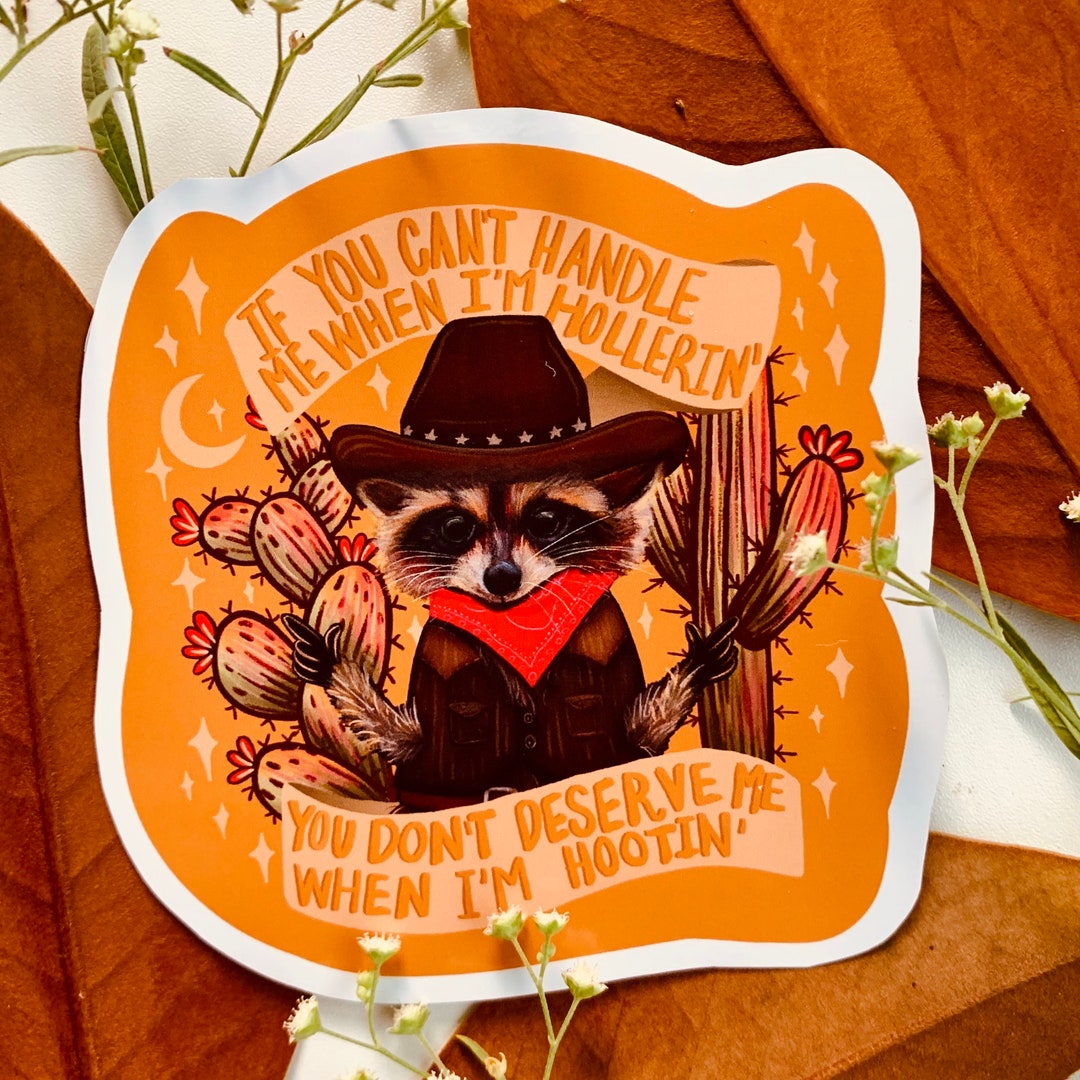 Cowboy Raccoon Sticker Texas Decal Trendy Kindle MacBook Skateboard Car ...