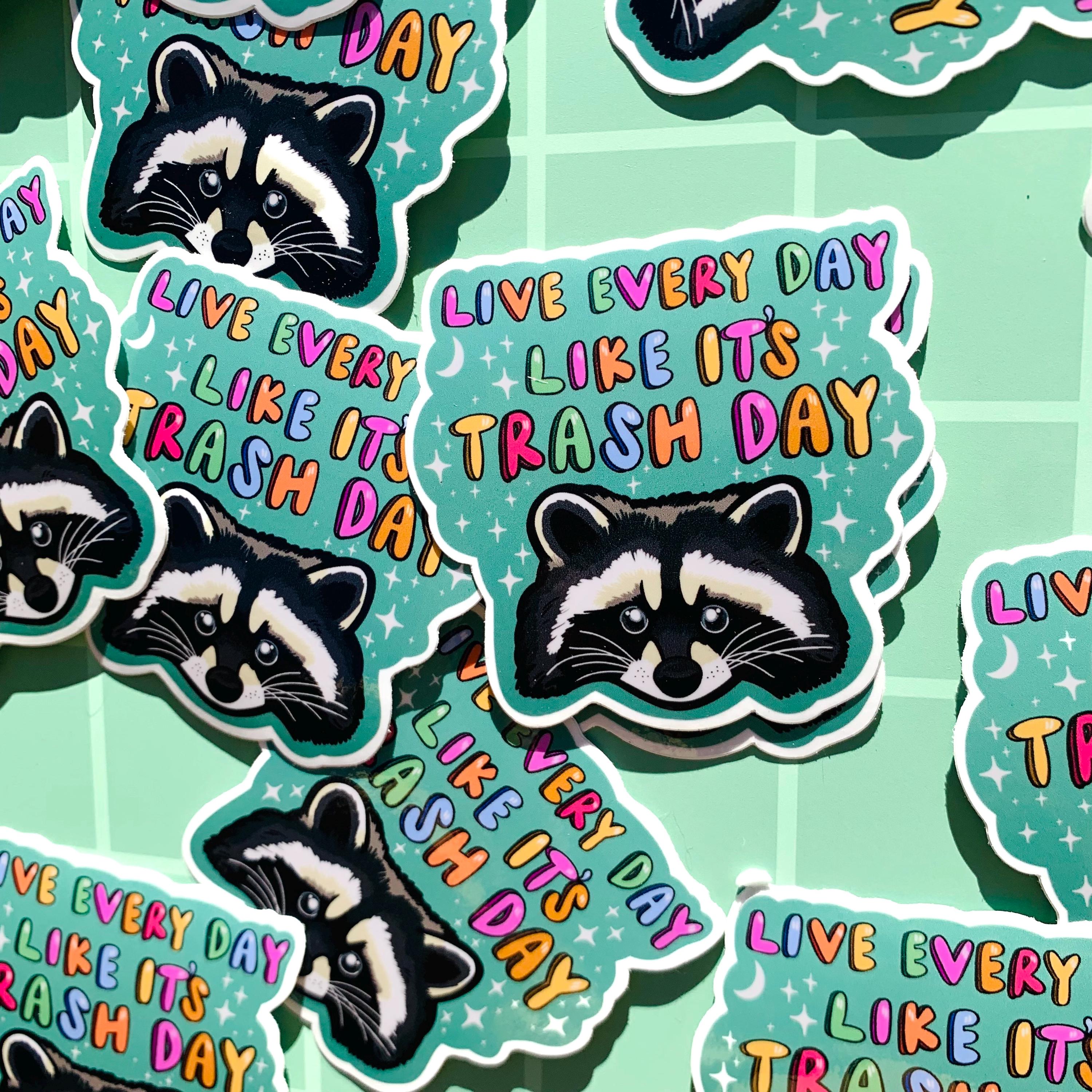 Raccoon Sticker Funny Trash Day Decal Sanitation Worker Motivation ...