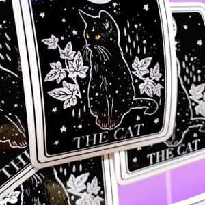 Black Cat Sticker Tarot Decal Celestial Moon Sticker Cat Themed Gift ...