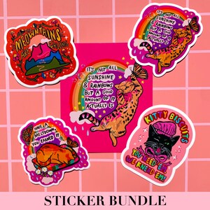 Cat Meme Sticker Funny Unhinged Decal Car Bumper Cute Luggage Sticker ...