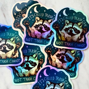 Holographic Raccoon Sticker Funny Motivation Unhinged Panda Trash Can ...