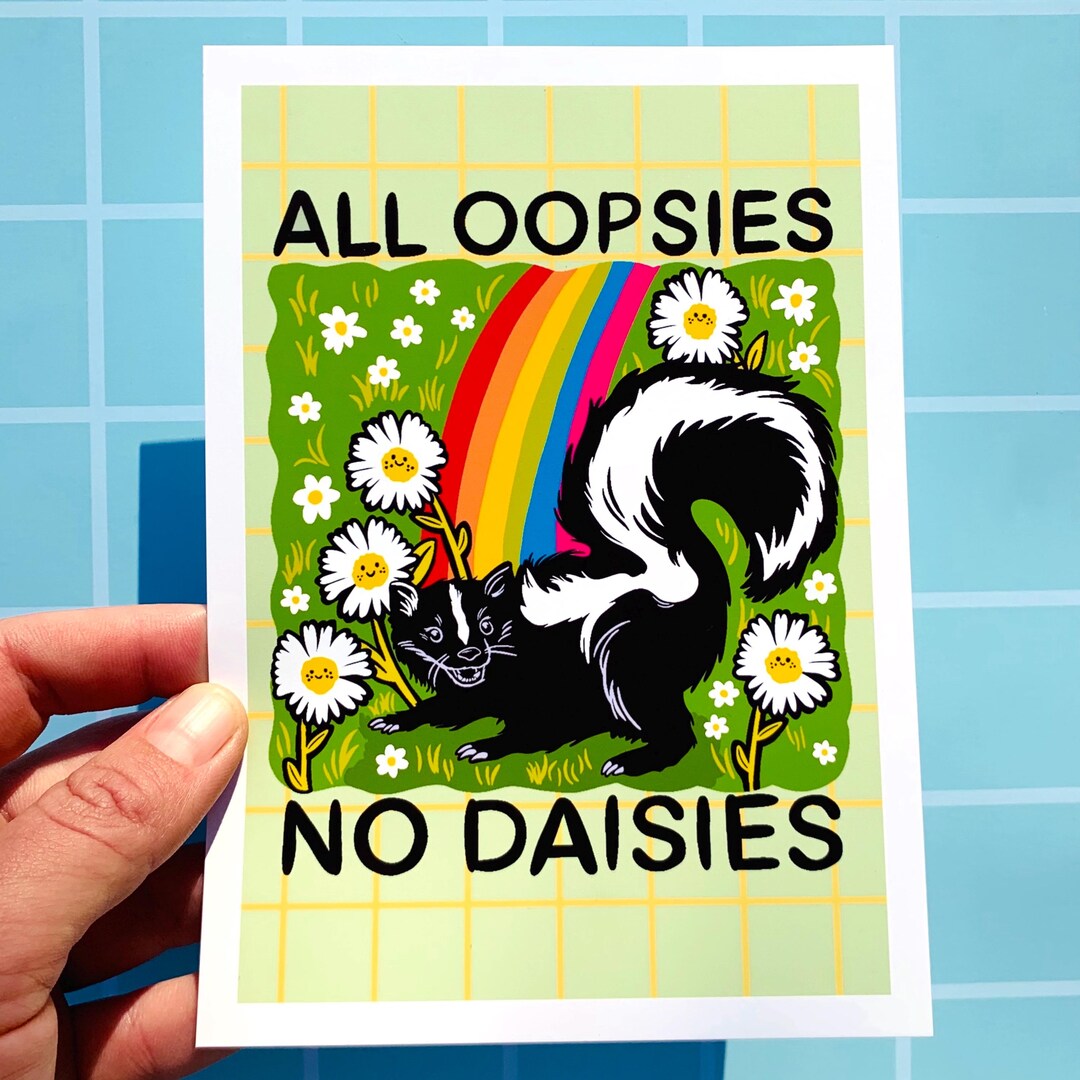 Funny Daisy Print Skunk Art Hilarious Wall Decor Cubicle Print Quirky ...