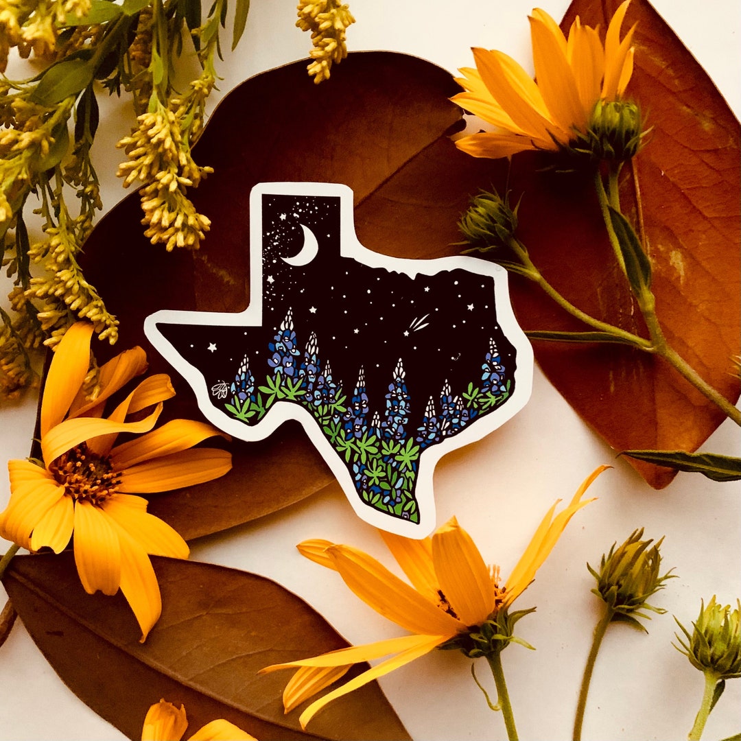 Texas Sticker Austin TX Bluebonnet Decal Wildflower Gift for - Etsy