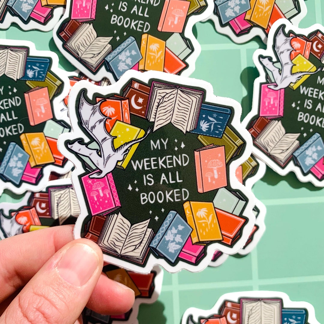 Bookish Sticker Dragon Book Lover Decal Weird Sticker Art Gift Library ...