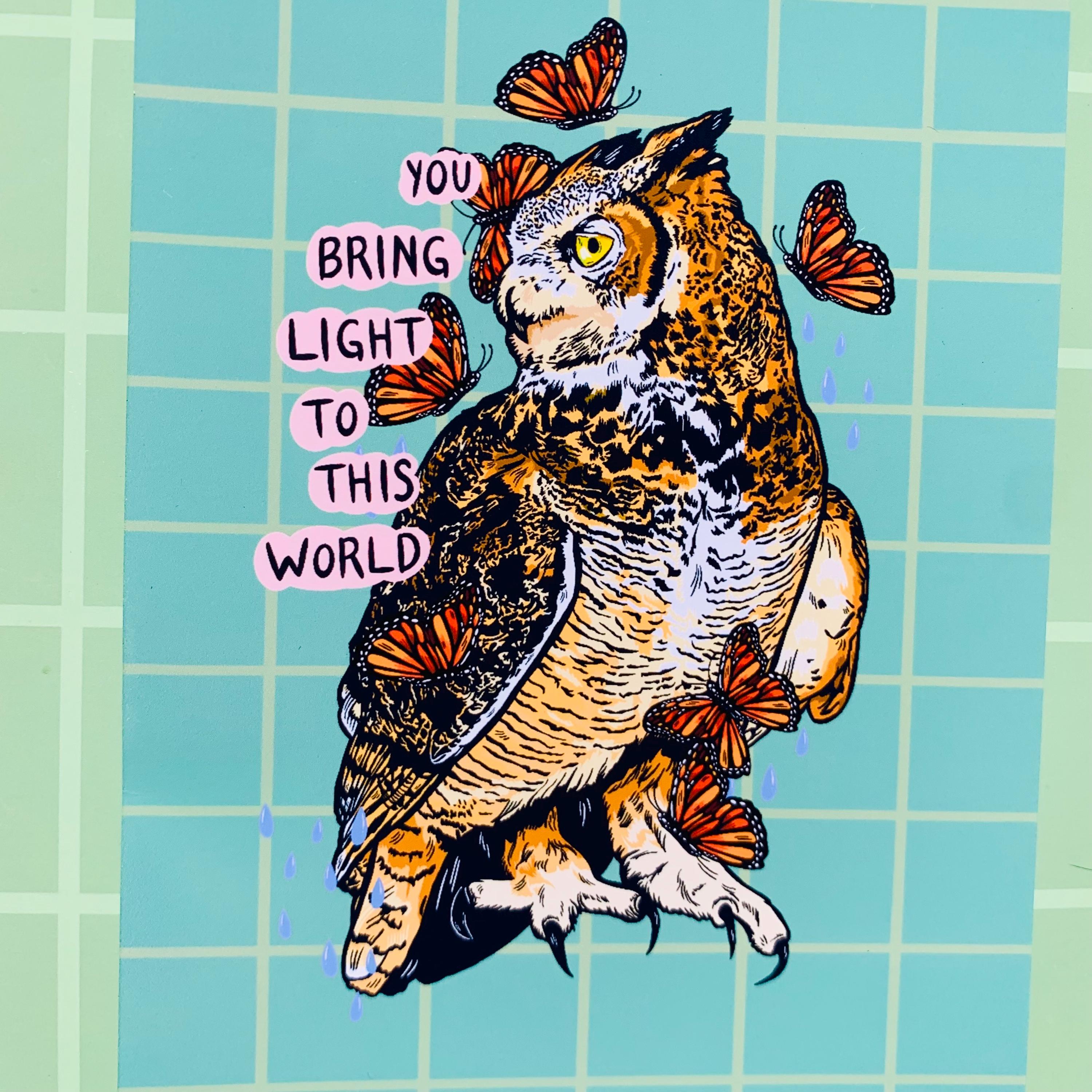Owl Art Bird Print Dopamine Decor Self Affirmation Art Print Themed ...