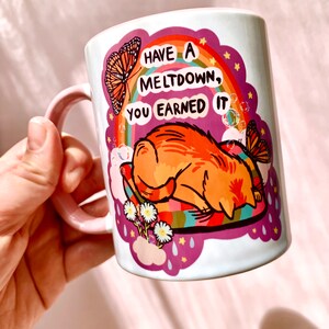 Funny Cat Mug Cat Themed Gift Unhinged Mental Health Mug Cute Gift for ...